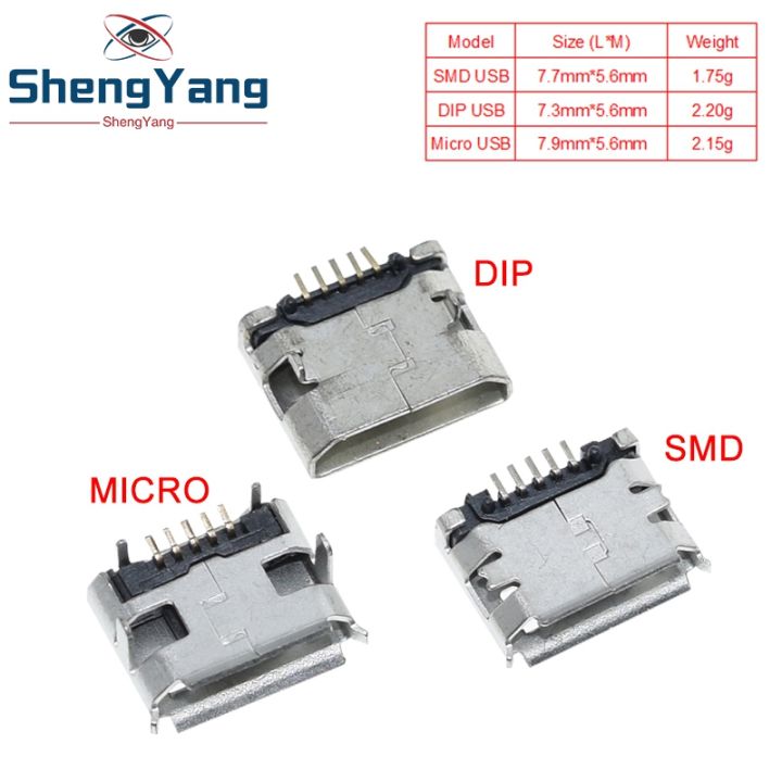 Tzt 10pcs Usb 5pin No Side Ox Horn Female Usb Socket Flat Mouth Four ...
