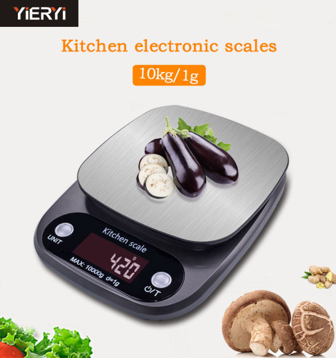YIERYI 10kg/1g Digital Kitchen Scale LED Electronic Cooking Baking Scale Food Diet Balance ...
