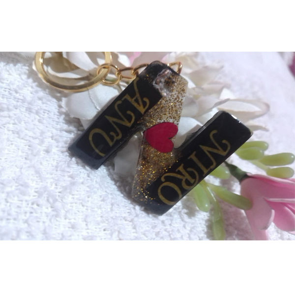 Customized Resin Letter Key Tag With Name Gold Key Chain | Daraz.lk