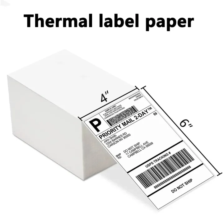 4x6 Thermal Label Paper 100x150mm 100 Sheets / Stack Adhesive Stickers ...