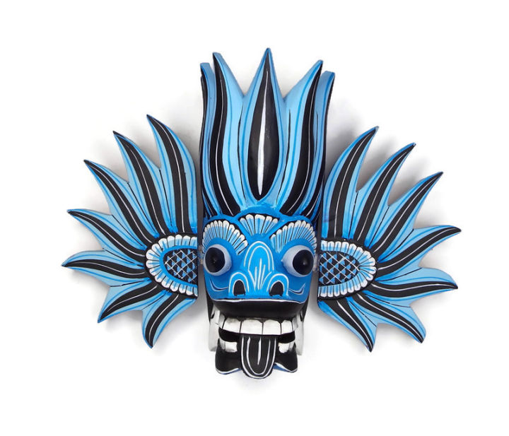 8" Wooden Handmade Traditional Blue Fire Mask 8" (Gini Raksha) | Daraz.lk