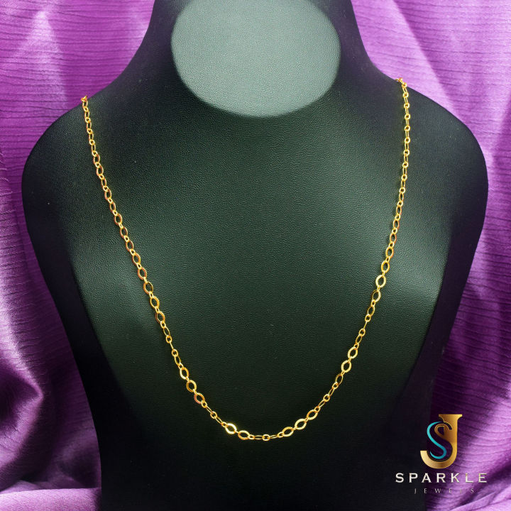 24 Inch Gold Plated 3D Cut Link Chain | Daraz.lk