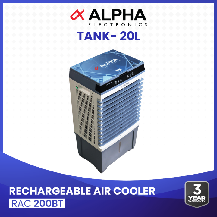 Alpha RECHARGEABLE AIR COOLER RAC200BT Powerful Motor:40 watts Voltage ...