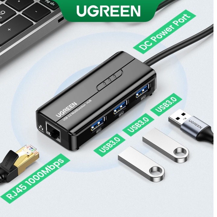 (Preorder) UGREEN External 3 Port USB 3.0 Ethernet Hub Adapter Cable ...