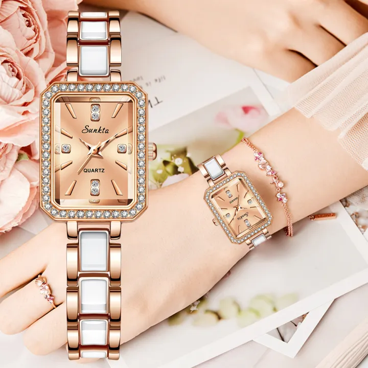 (Preorder) LIGE Quartz Watch for Women Genuine SUNKTA Luxury Diamond ...