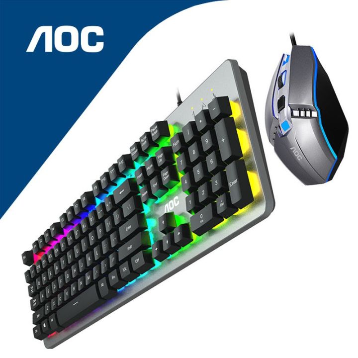 AOC KM410 Metal Series Backlight USB Wired Gaming Keyboard & Mouse ...