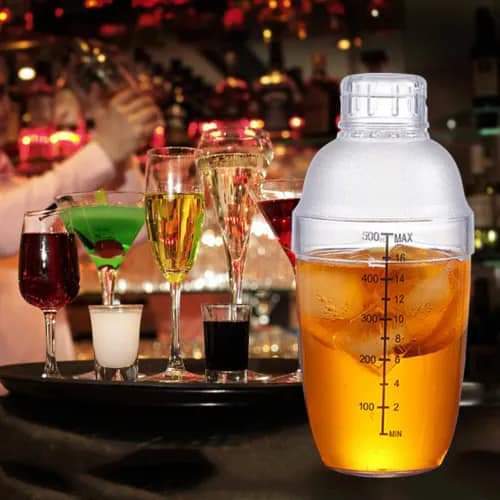 Cocktail Shaker 350-700ML Plastic Resin Transparent Drink Shaker Bottle ...