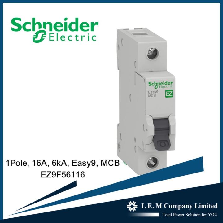 Schneider 1Pole, 16A, 6kA, Easy9, C Curve MCB | Shop.com.mm