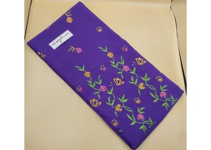 Myanmar Traditional Chiffon Fabric(Violet) | Shop.com.mm
