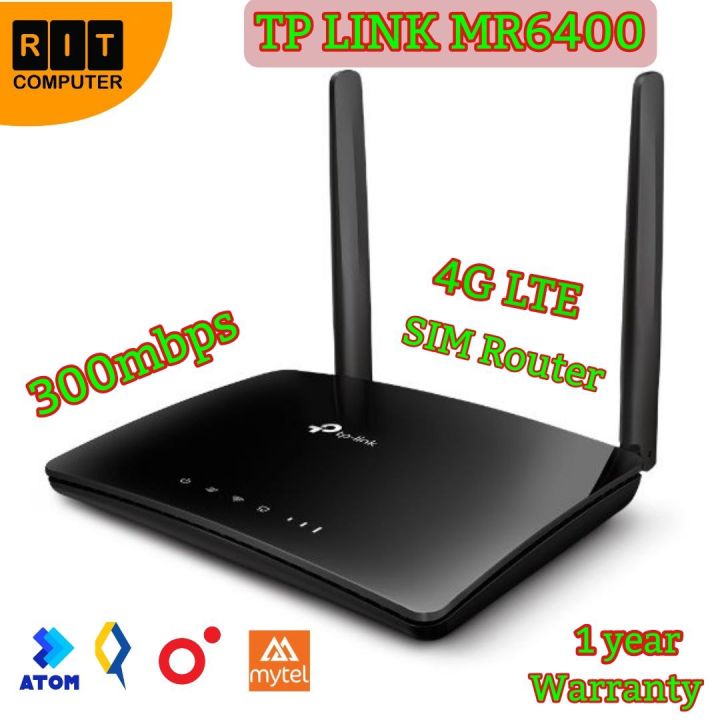 TP Link TL-MR6400 N300 Mbps Wireless N 4G LTE Router | Shop.com.mm