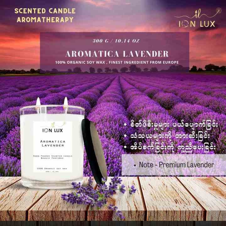 ION LUX Scented Candles ~ Aromatica Lavender ~ 300g/10.14Oz | Shop.com.mm