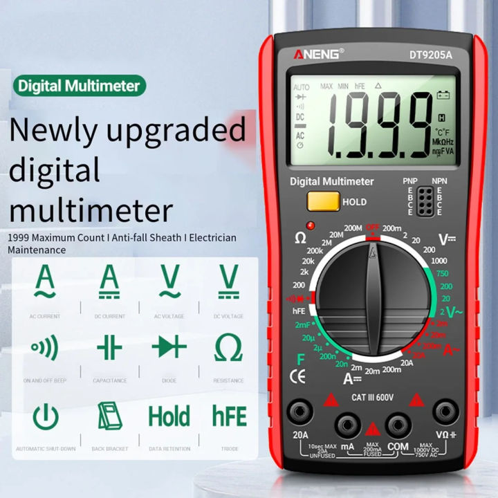 ANENG DT9205A Digital True RMS Professional Multimeter AC/DC Current ...
