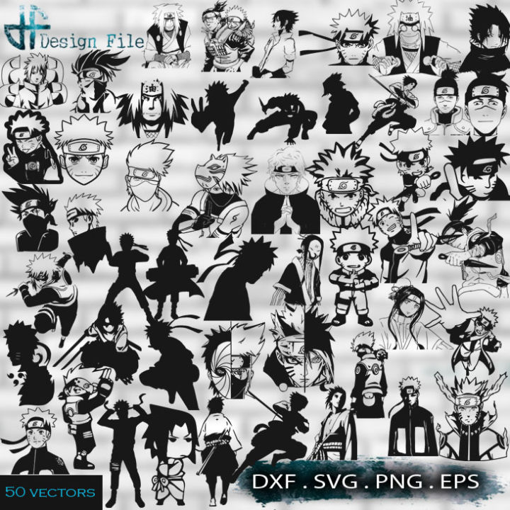 [ SVG, DXF, EPS, PNG ] 50 vectors of Naruto Anime Cutting File ( Bundle ...