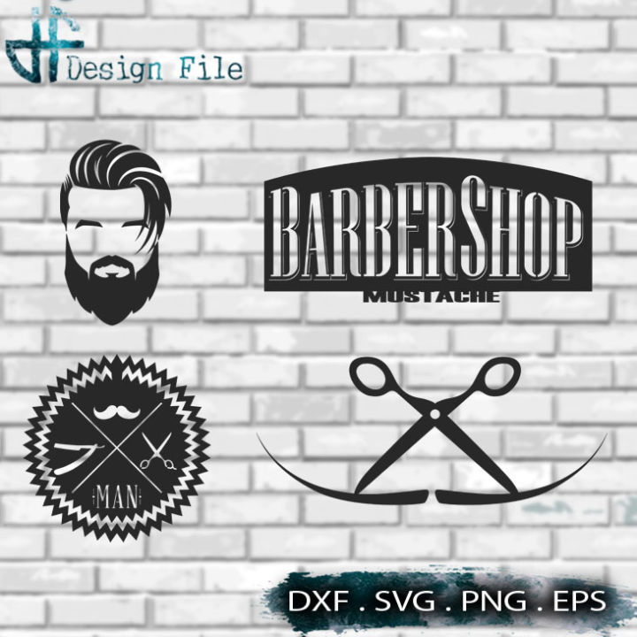 [ SVG, DXF, EPS, PNG ] 4 Vectors of Barberman design Detail Drawing ...