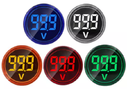 22mm DC 6-100V Voltmeter Round Mini LED Digital Voltage Indicator ...