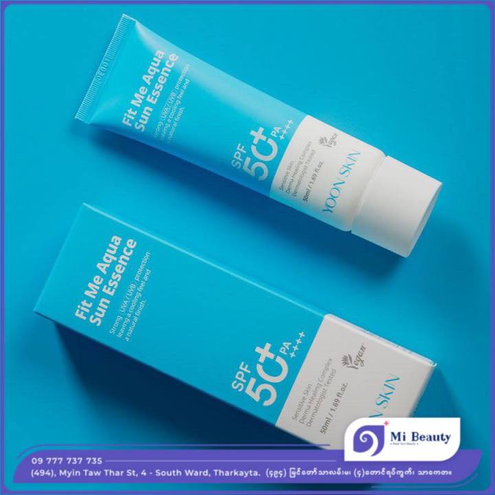 Yoon Skin Fit Me Aqua Sun Essence 50ml | Shop.com.mm