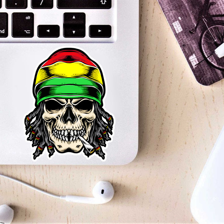 Reggae Skull Rasta Sticker - 4 Pcs Set | Laptop Sticker | Car Sticker ...