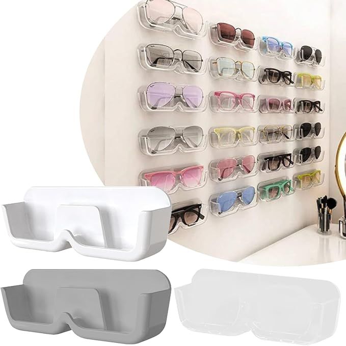 Wall Mounted No-Drilling Eyeglass Holder, Wall Mounted Glasses Holder ...