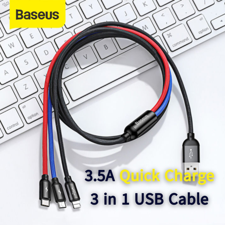 Baseus fast charging cable 3 in 1 USB Cable, Multi cable - Micro, Type ...