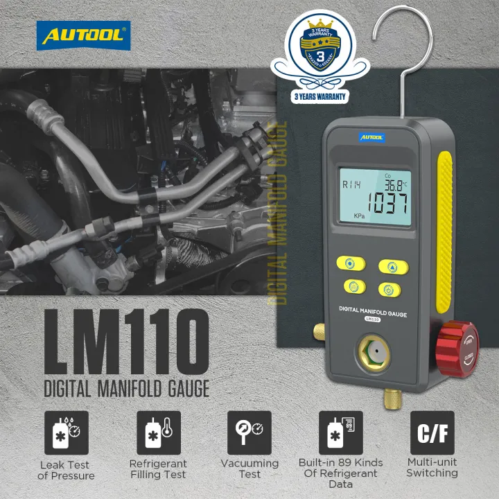 (Preorder) AUTOOL LM110 Digital Refrigeration Manifold HVAC Cold Medium ...