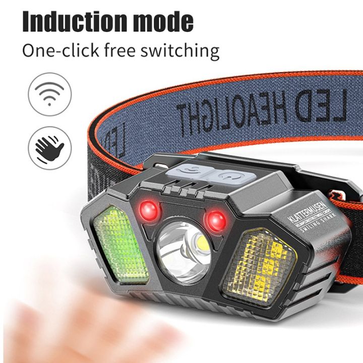 LED Headlamp Rechargeable with 5Modes Red Light Motion Sensor ...