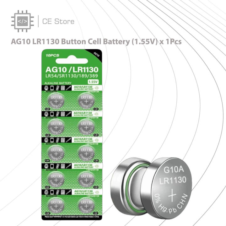 AG10 LR1130 Button Cell Battery (1.55V) x 1Pcs | Shop.com.mm