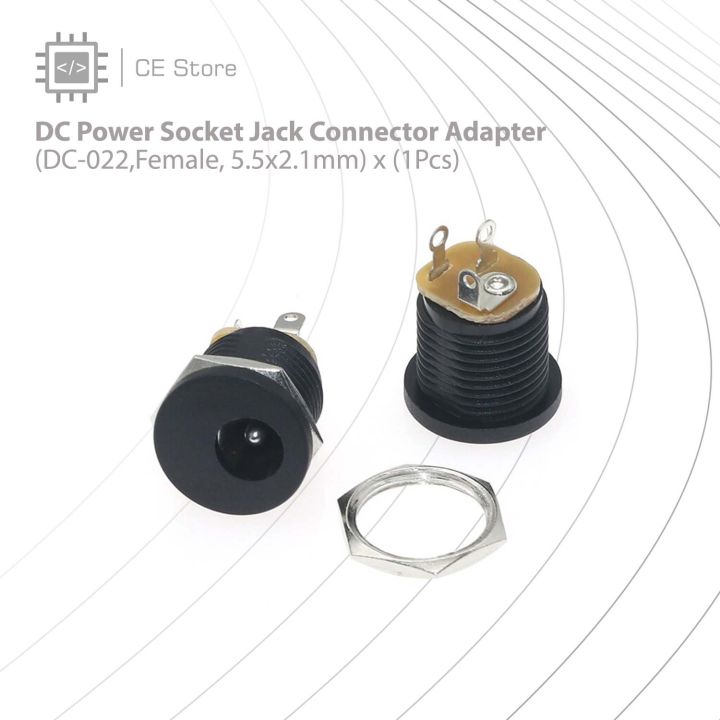 DC Power Socket Jack Connector Adapter (DC-022,Female, 5.5x2.1mm ...