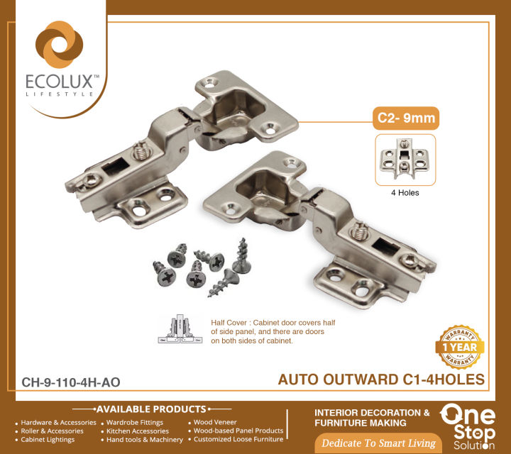 9mm Auto Outward Conceal Hinge-4Hole ( CH-9-110-4H-AO ) | Shop.com.mm