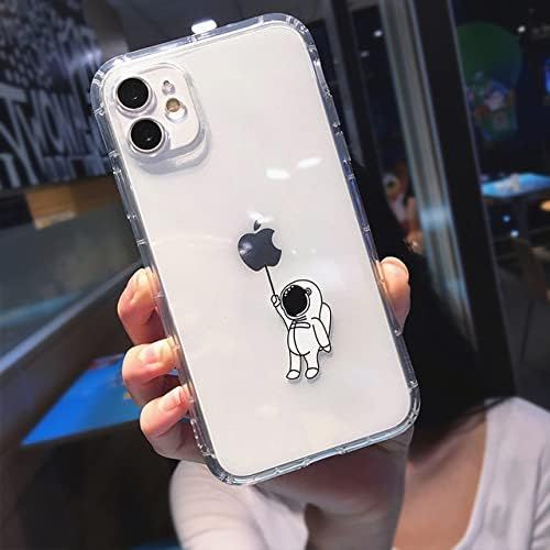 Cute Cartoon Astronaut Space Transparent Soft Silicone Case for iPhone ...
