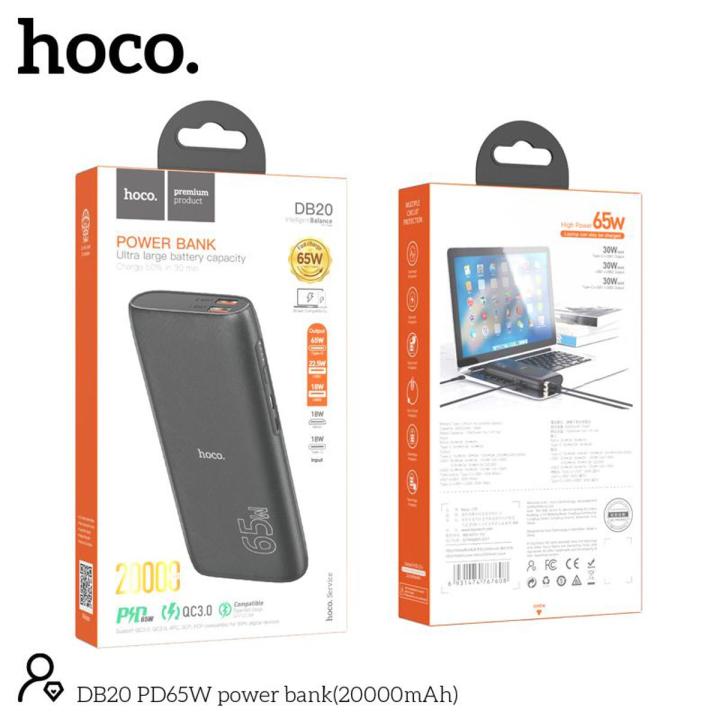 Hoco DB20 PD65W Power Bank (20000mAh) | Shop.com.mm