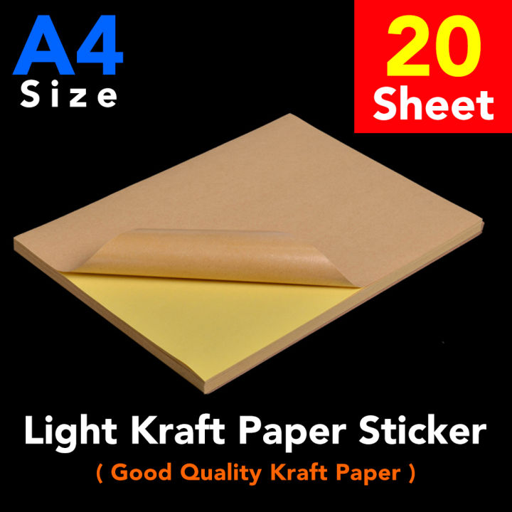 Light/Dark Brown Selft-Adhesive Kraft Paper Label A4 Sticker | 20 ...
