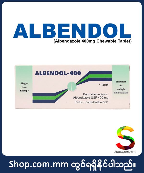 ALBENDOL-(Albendazole-400mg )Chewable | Shop.com.mm