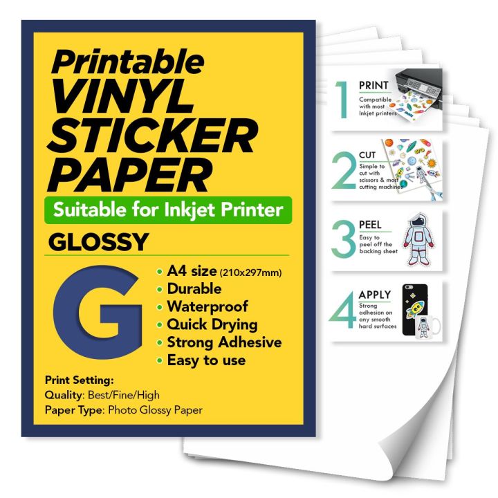 White Glossy | Inkjet Waterproof Vinyl Sticker Paper | Comparable to ...