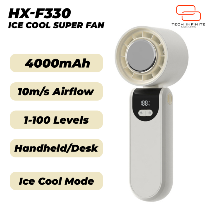 Tech Infinite HX-F330 (Ice Cool Version) Handheld Fan with 1 - 100 Wind ...