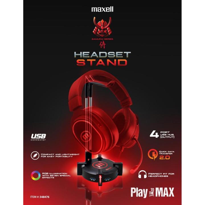 Maxell Headphone Stand USB Hub RGB Illuminated CA-HS | Shop.com.mm
