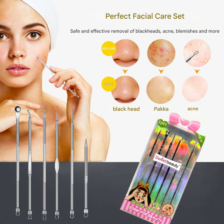 6 Pcs Acne Removal Kit Removal Face Blemish And Blackhead Extractor ...