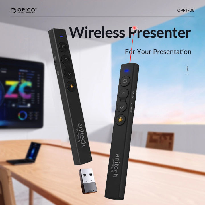 Presentation Clicker for PowerPoint, USB-C/A Red Laser Pointer Wireless ...