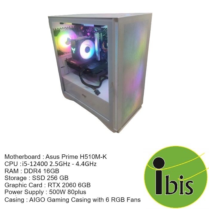 iBis_ DIY Gaming Computer 12th Generation (H510M-K) (i5-12400) (RTX 2060 6GB) (DDR4 16GB) (500W ...