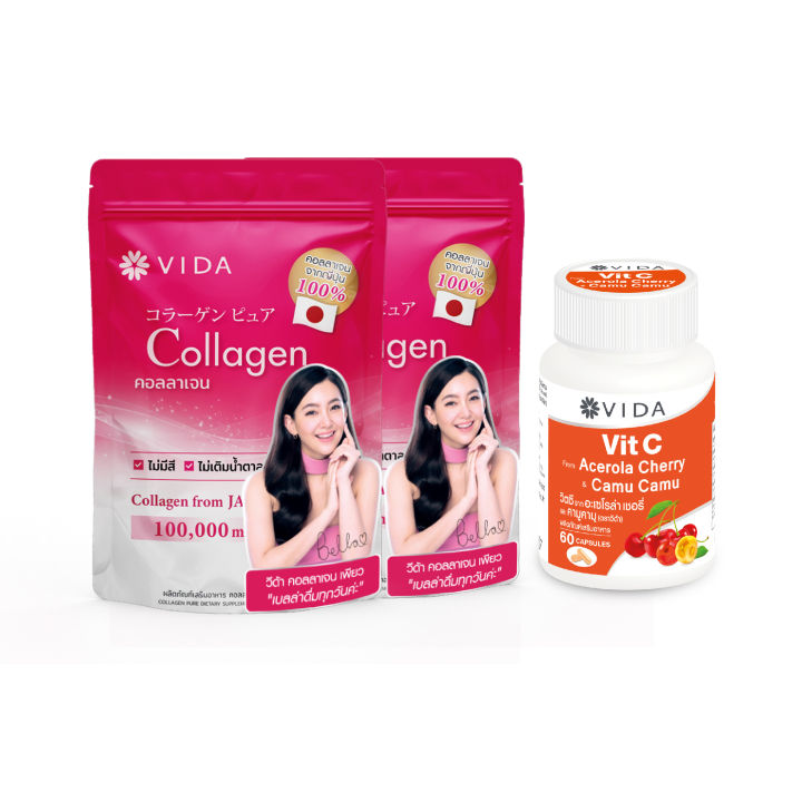 (Preorder) TwoTone Set] Vida Collagen Pure 100g. 2 Sachets x Vit C ...