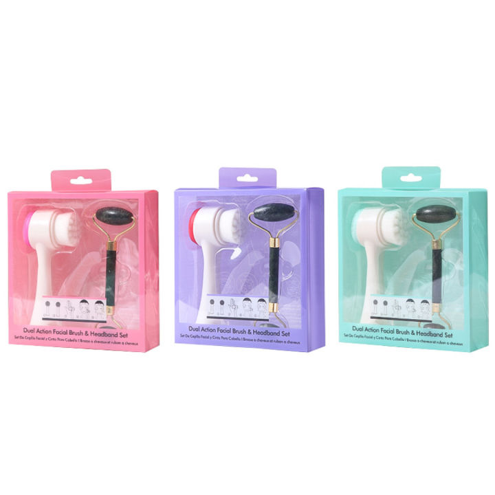 2 in 1 Jade roller and Brush set Facial Wash Massage Roller | Shop.com.mm
