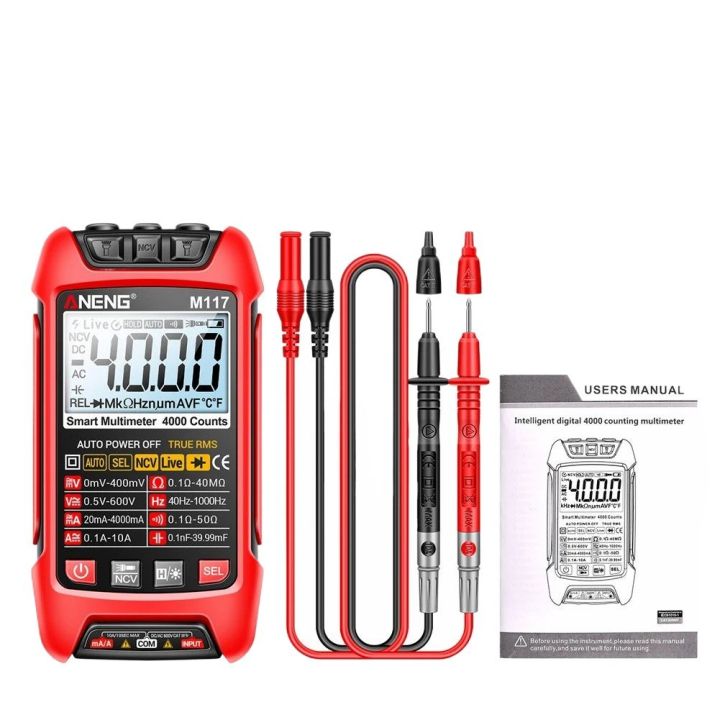 ANENG M117 Digital Multimeter 4000 Counts AC/DC Current Voltage Tester ...