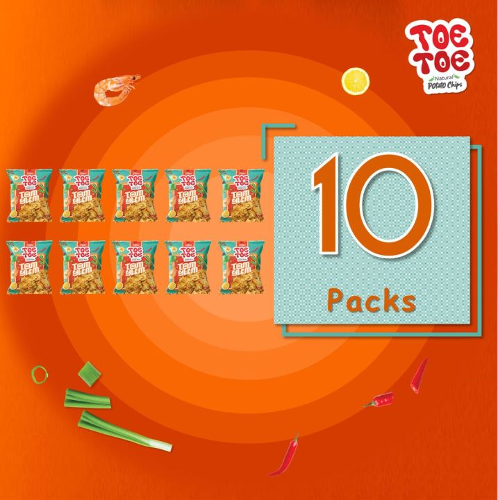 Toe Toe Potato Chips - Tom Yum Flavoured (10 pcsin a pack) | Shop.com.mm