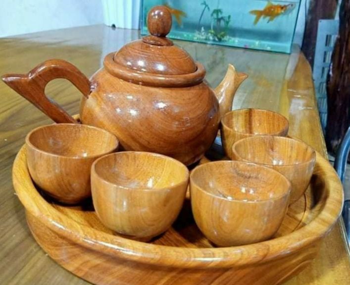 Myanmar Traditional Wooden Tea Set | Shop.com.mm