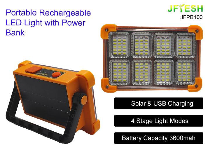 Portable Rechargeable LED Light with Power Bank(JFPB100) | Shop.com.mm