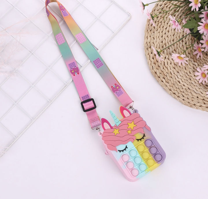 Fidget Sensory Pop it Mini Bag *Unicorn design *Zipped designs *Long ...