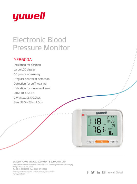 Digital Blood Pressure Monitor YE 8600A (Wrist Type) | Shop.com.mm