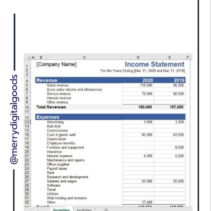 Income Statement Excel Template / Contoh Template Excel Penyata ...