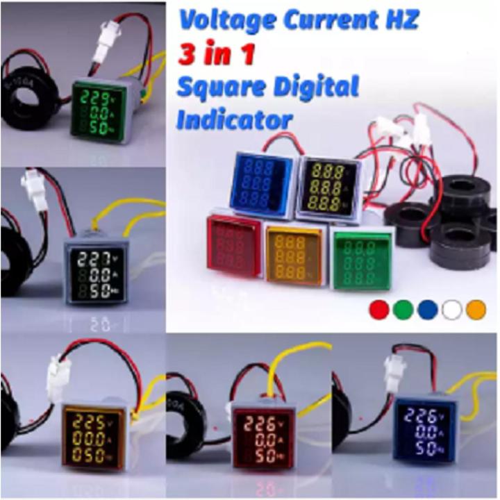 3in1 Voltmeter Ammeter Hz Indicator 22mm Digital AC 60-500V 0-100A 20 ...