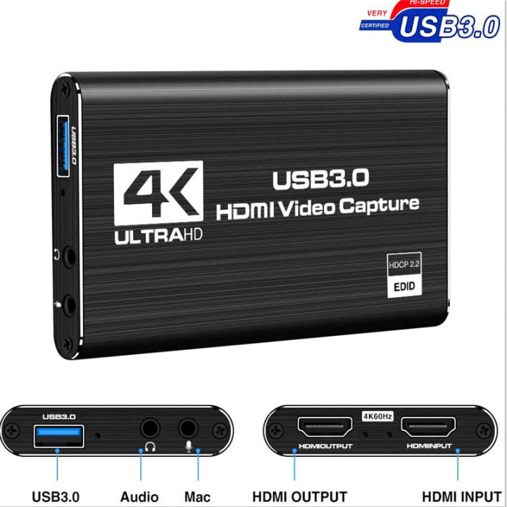4K Video Capture Card 1080P 60fps HD Camera Recording Box HDMI to USB 3 ...