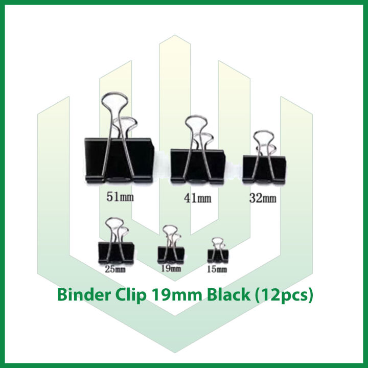 Binder clip 19mm black (12pcs) | Shop.com.mm